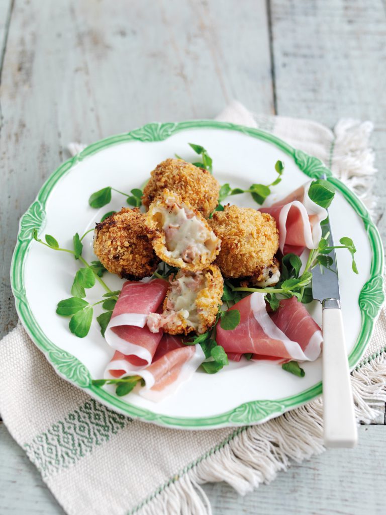 Parma Ham and Stilton Canapé Croquettes with cayenne pepper
